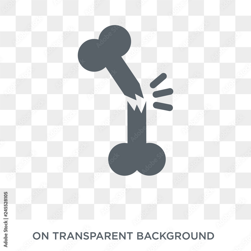 Broken bone icon. Trendy flat vector Broken bone icon on transparent ...