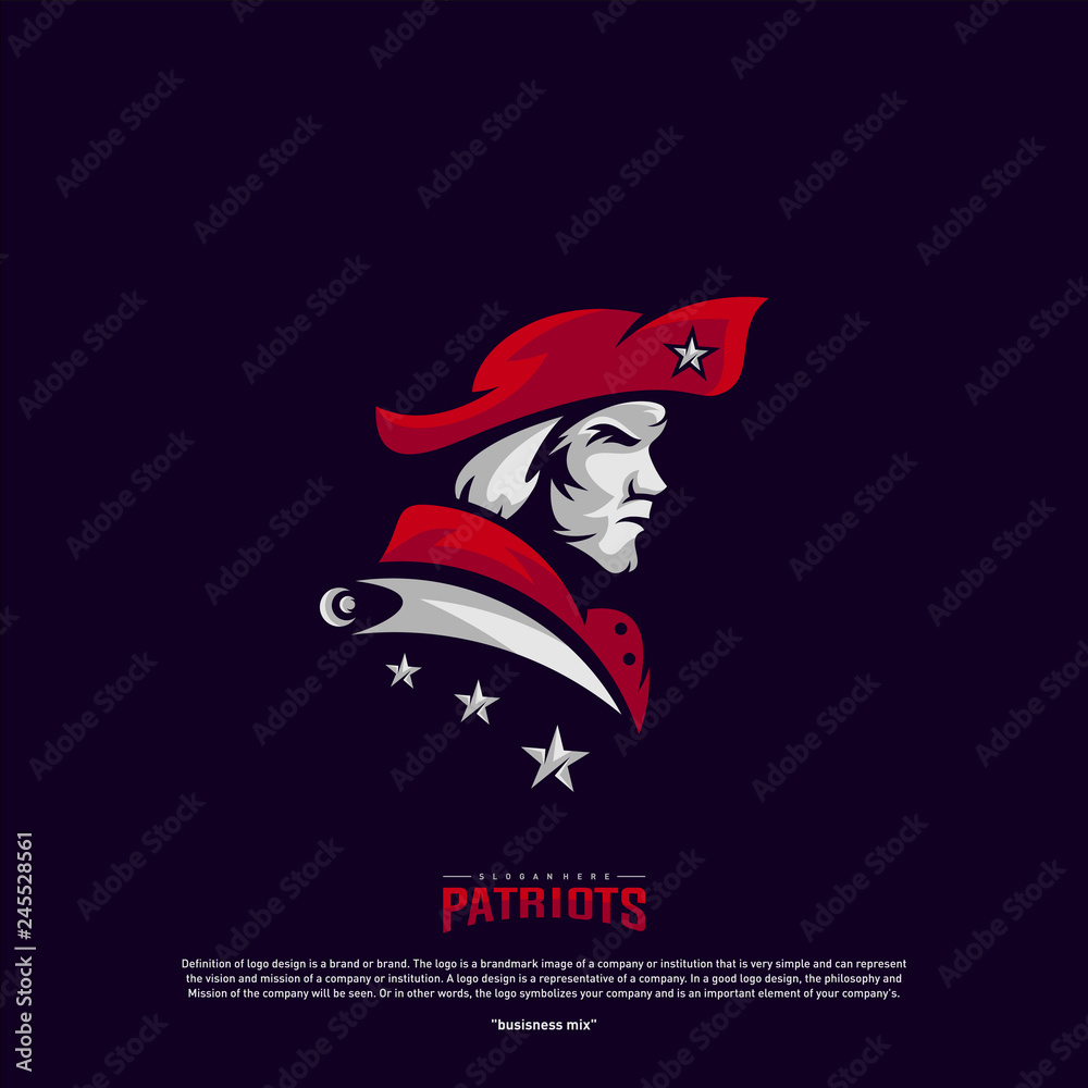Patriots Logo Design Vector. Head Patriots Logo Design Template ...