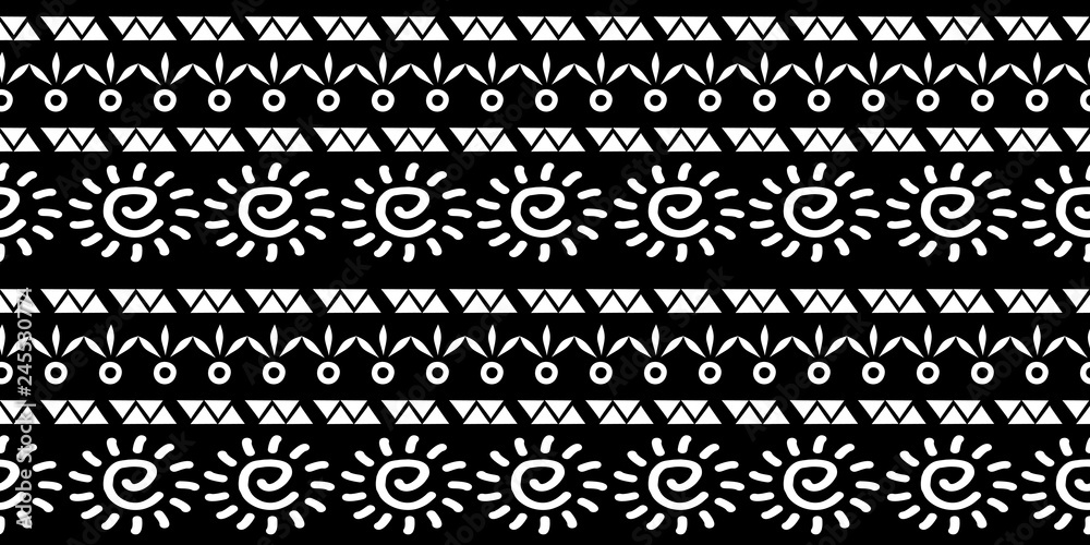Tribal ethnic seamless pattern with black and white colors. Background ...