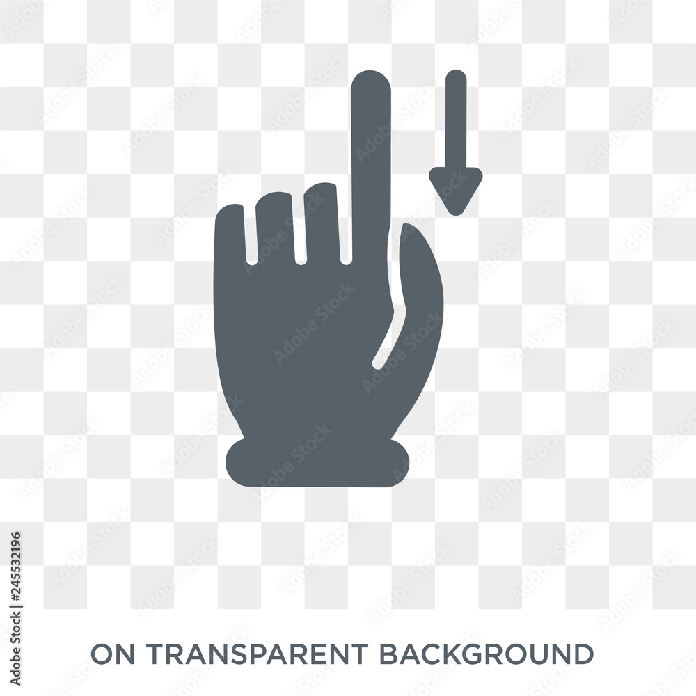 Touch and downward sliding gesture icon. Trendy flat vector Touch and ...