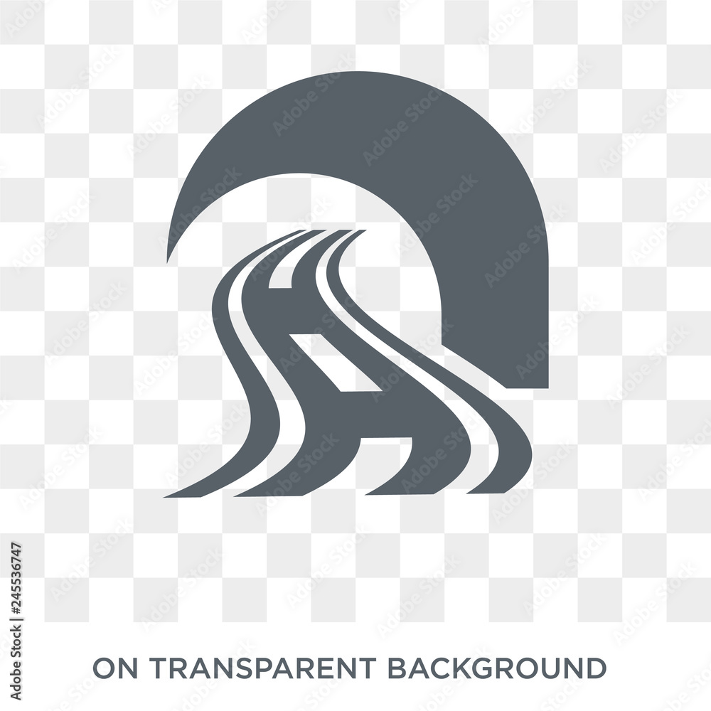 road tunnel icon. Trendy flat vector road tunnel icon on transparent ...