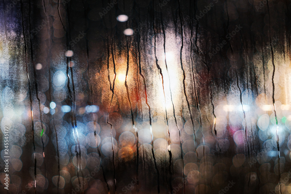 Raindrops On Window Lights