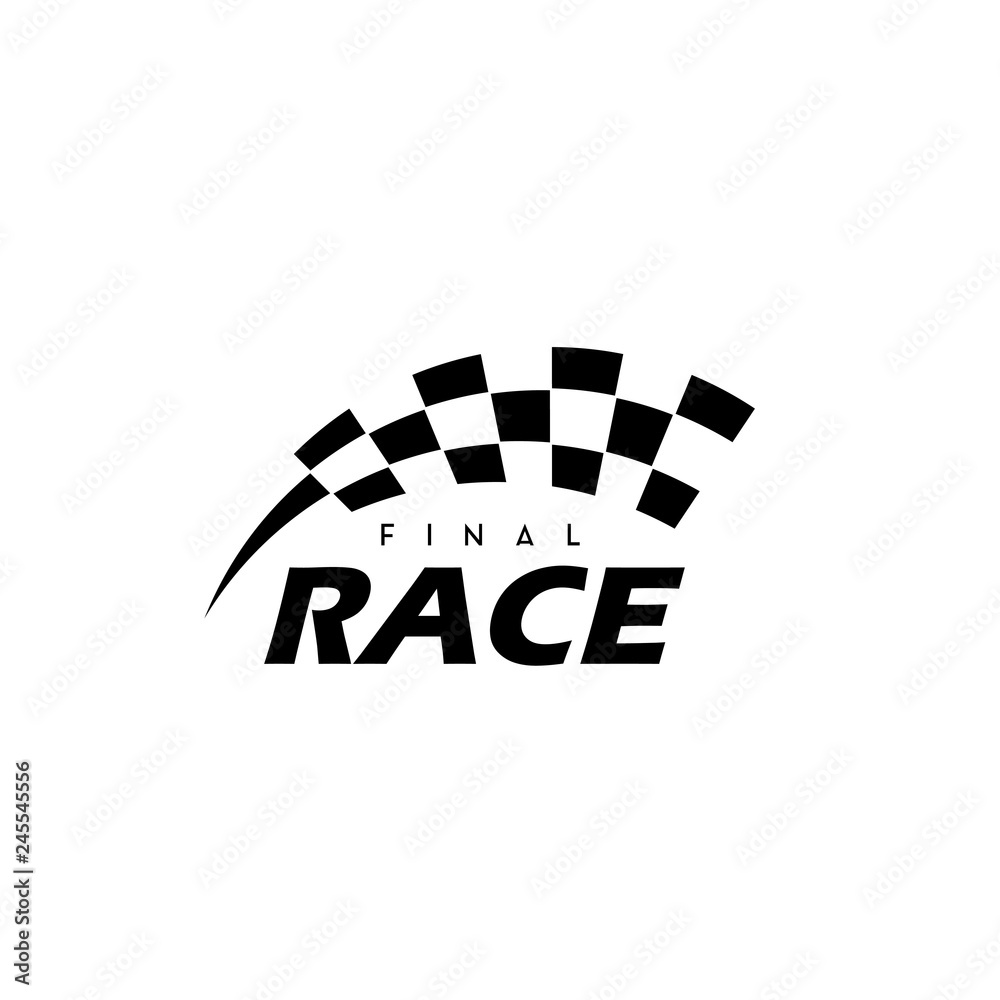 simple design race flag logo template, Race flag Icon - Vector Stock ...