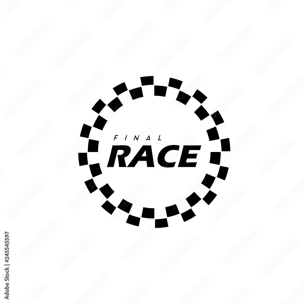 simple design race flag logo template, Race flag Icon - Vector Stock ...