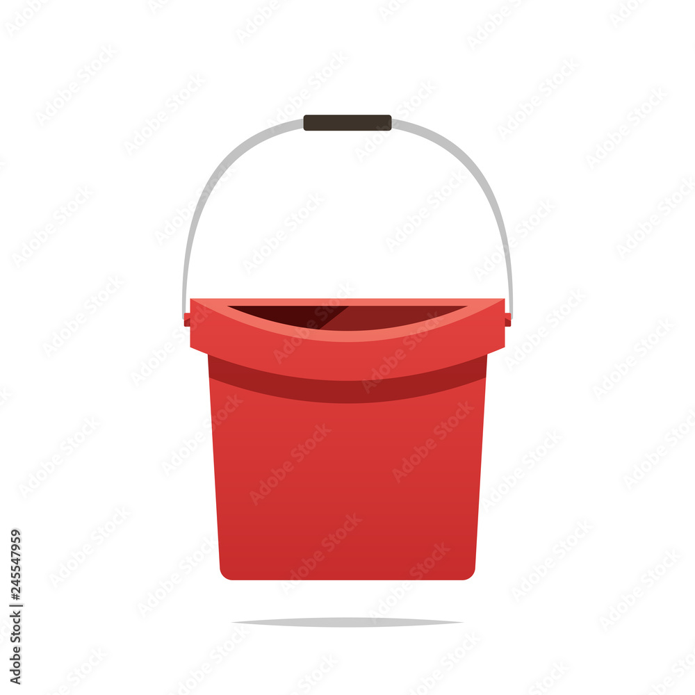 Red bucket vector isolated illustration Stock Vector | Adobe Stock