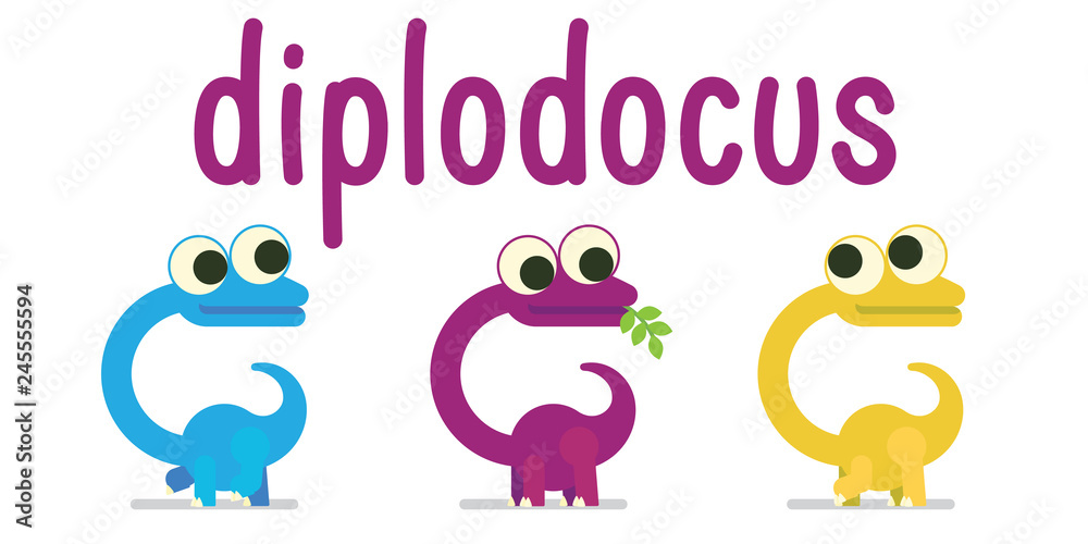 Cute Diplodocus walking. Dinosaur life. Vector illustration of ...