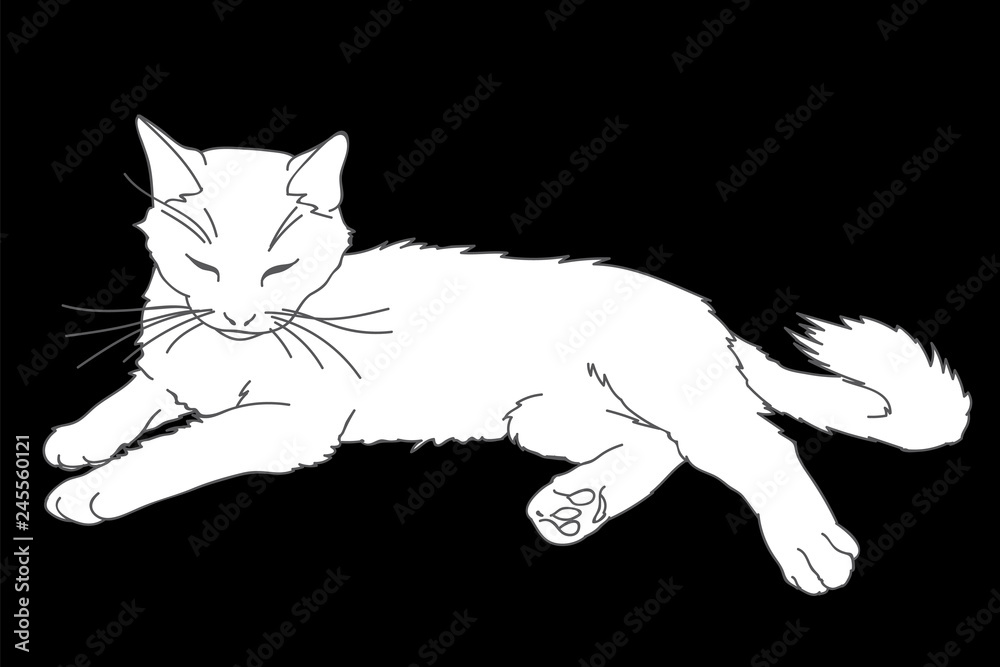 Realistic Cat Lineart