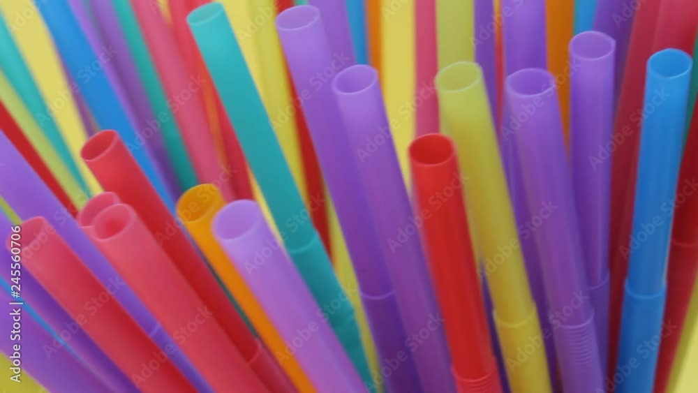 Vidéo Stock straw straws plastic drinking straw background colourful ...