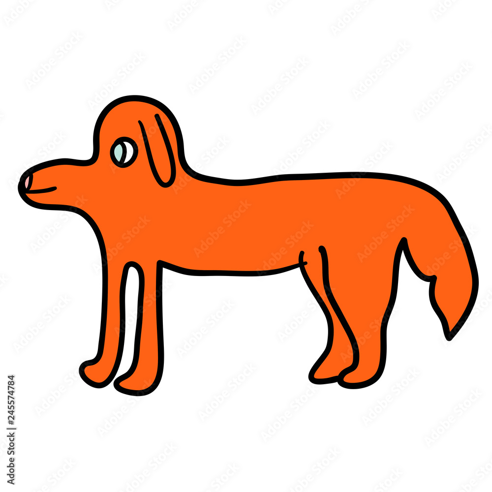 Cartoon doodle linear dog isolated on white background. Vector ...