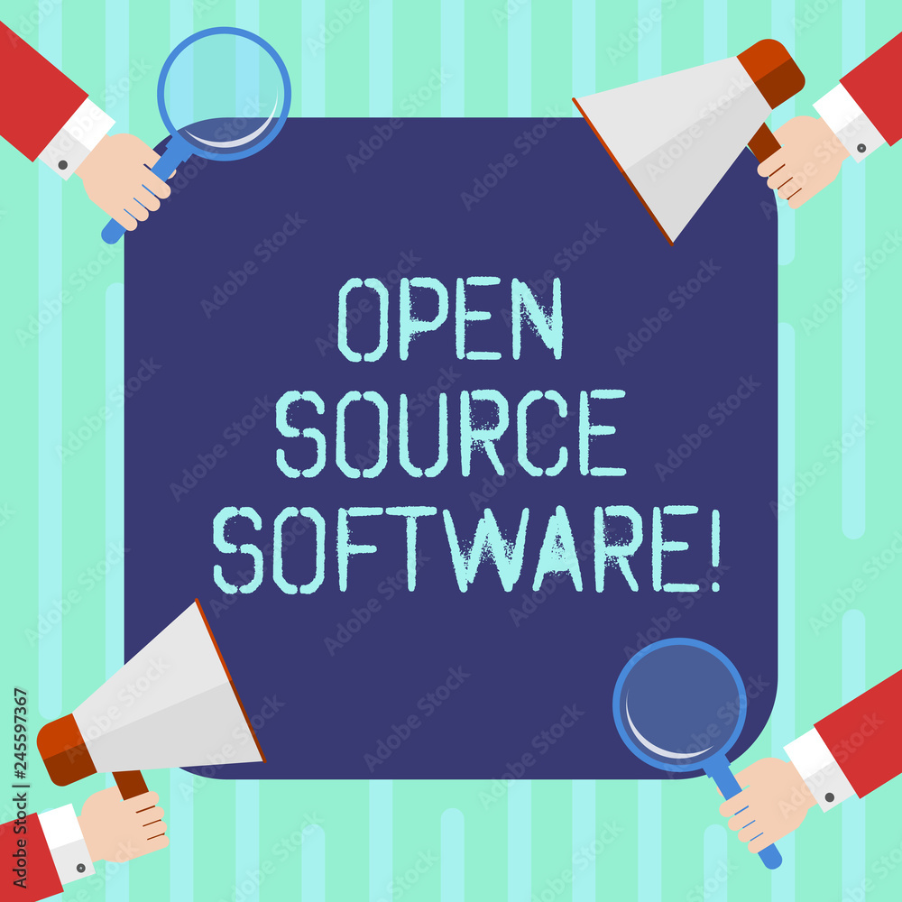 Word writing text Open Source Software. Business concept for software with source code that ...