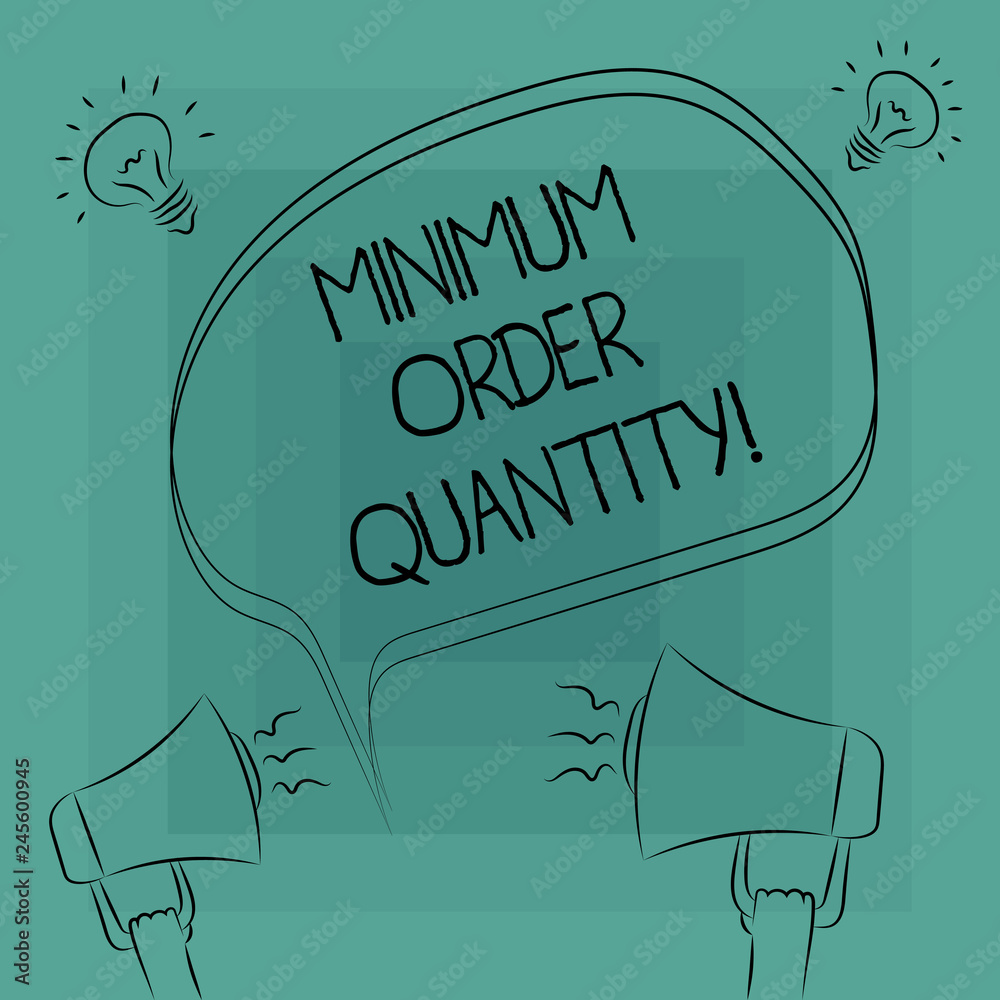 Conceptual hand writing showing Minimum Order Quantity. Business photo ...