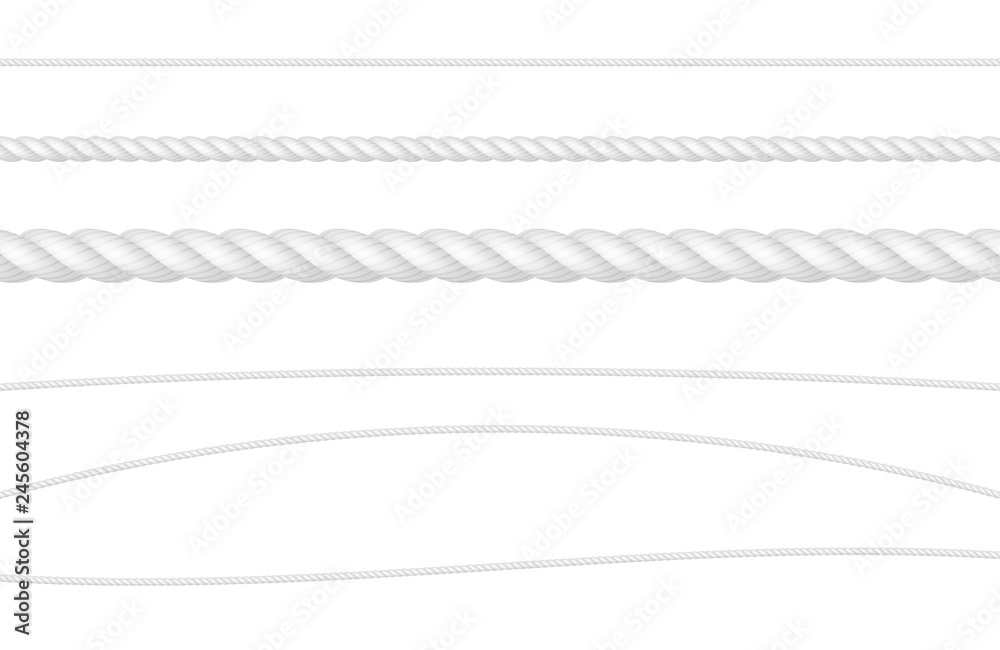 Rope String White Realistic Vector Illustration Set Stock Vector ...