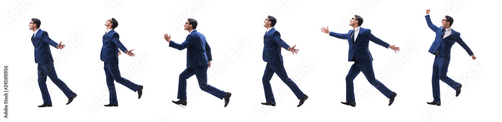 Businessman walking standing side view isolated on white backgro Stock ...