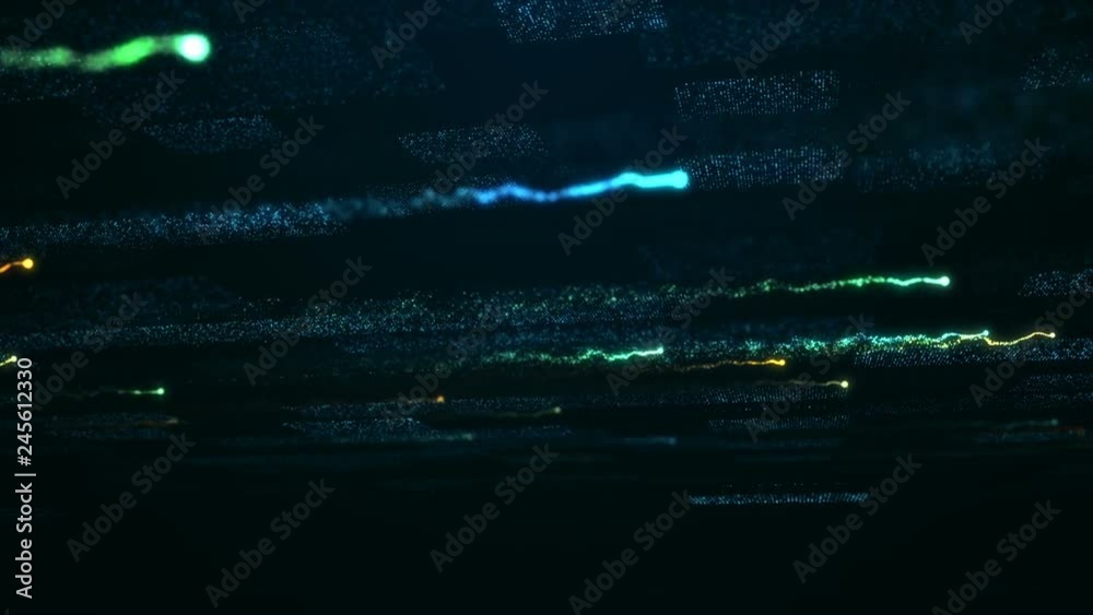 Vidéo Stock Technological background with flying glowing lines and ...