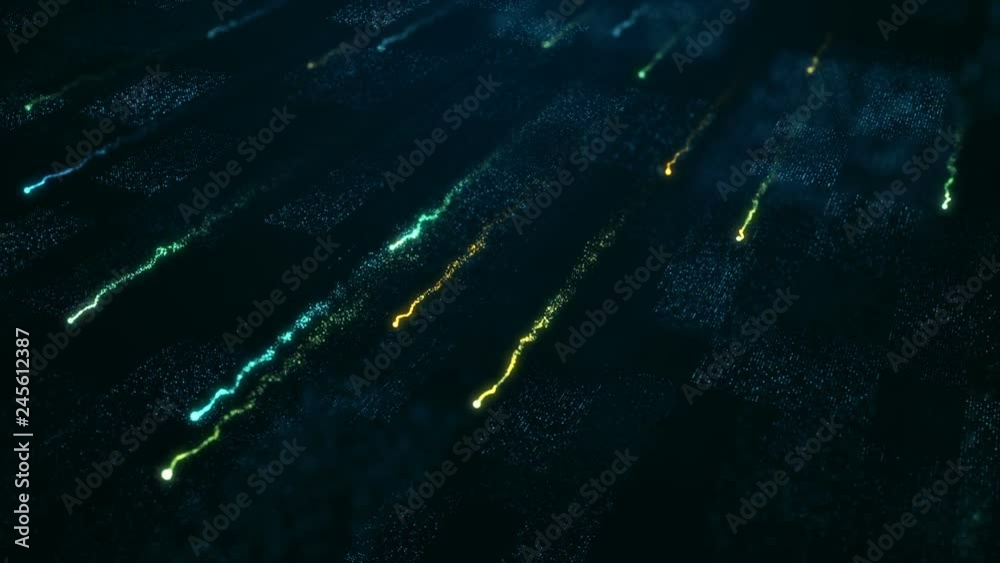 Vidéo Stock Technological background with flying glowing lines and ...