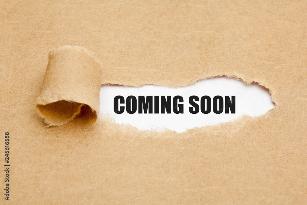 Coming Soon Ripped Paper Concept Stock Photo | Adobe Stock