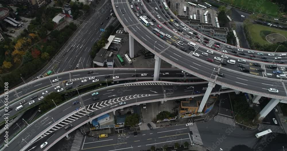 Aerial view of Nanpu Bridge Nanpu Bridge Approach Bridge in Shanghai ...