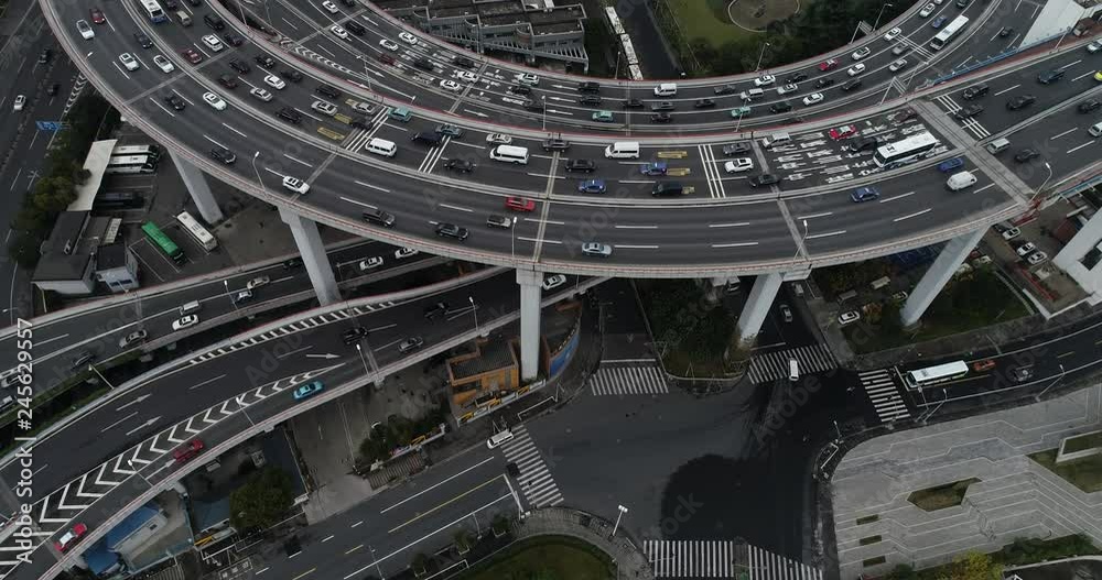 Aerial view of Nanpu Bridge Nanpu Bridge Approach Bridge in Shanghai ...