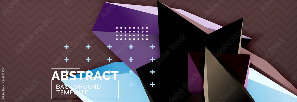 3d triangular shapes geometric background. Origami style pattern with ...