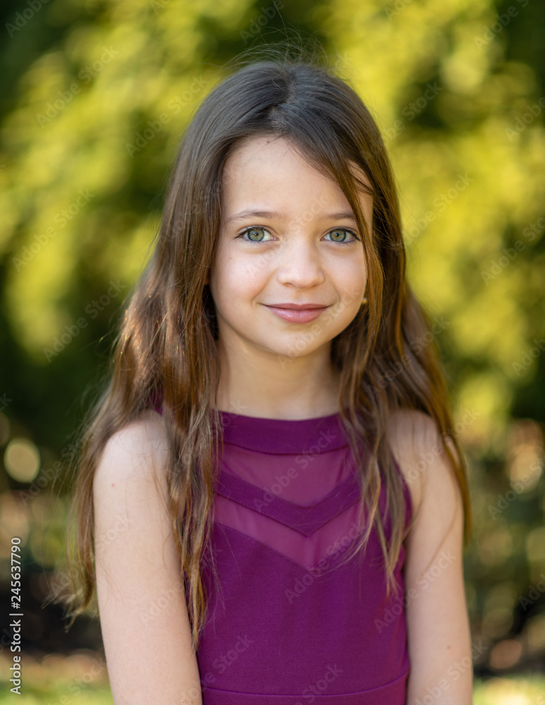 9 years old girl portrait Stock Photo | Adobe Stock