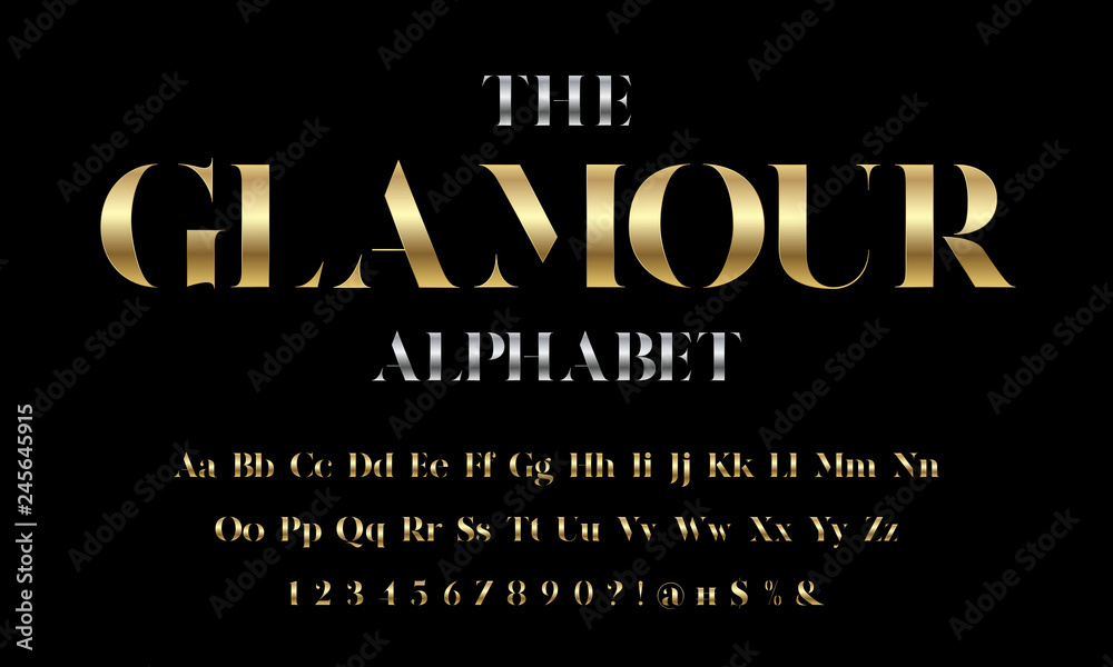 Vector of stylized modern glamorous font and alphabet Stock Vector ...