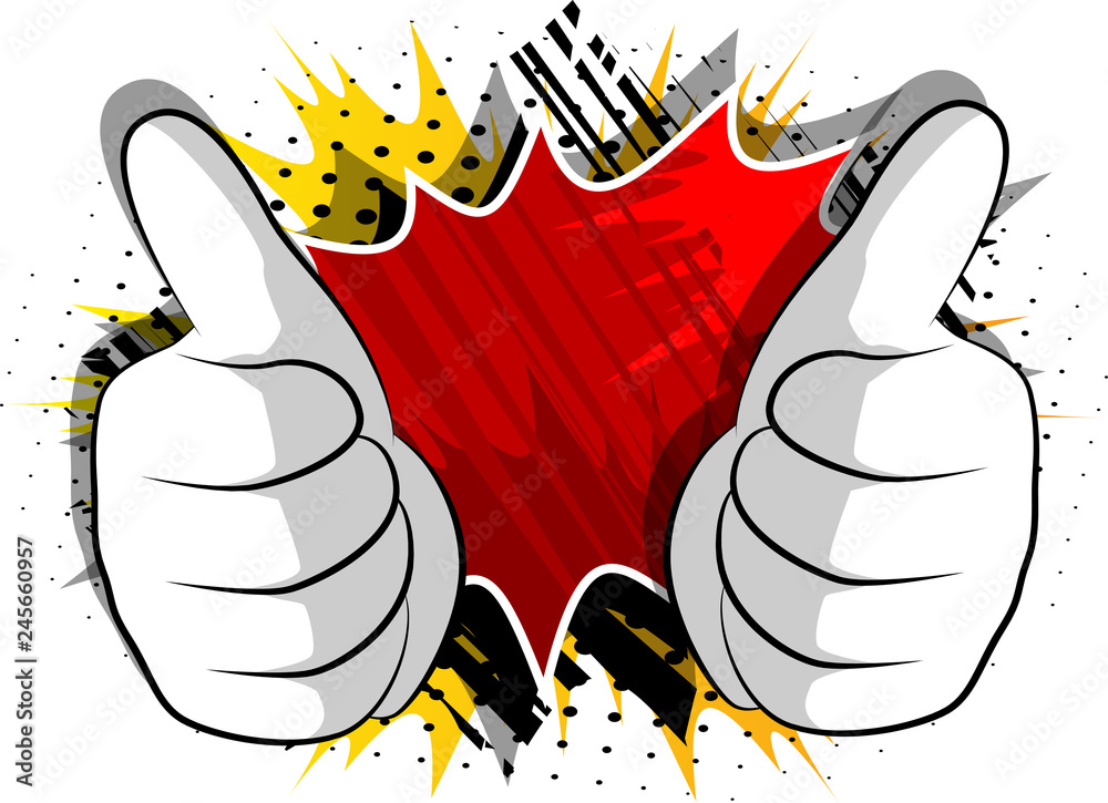 Vector cartoon hands making thumbs up sign. Illustrated hand expression ...