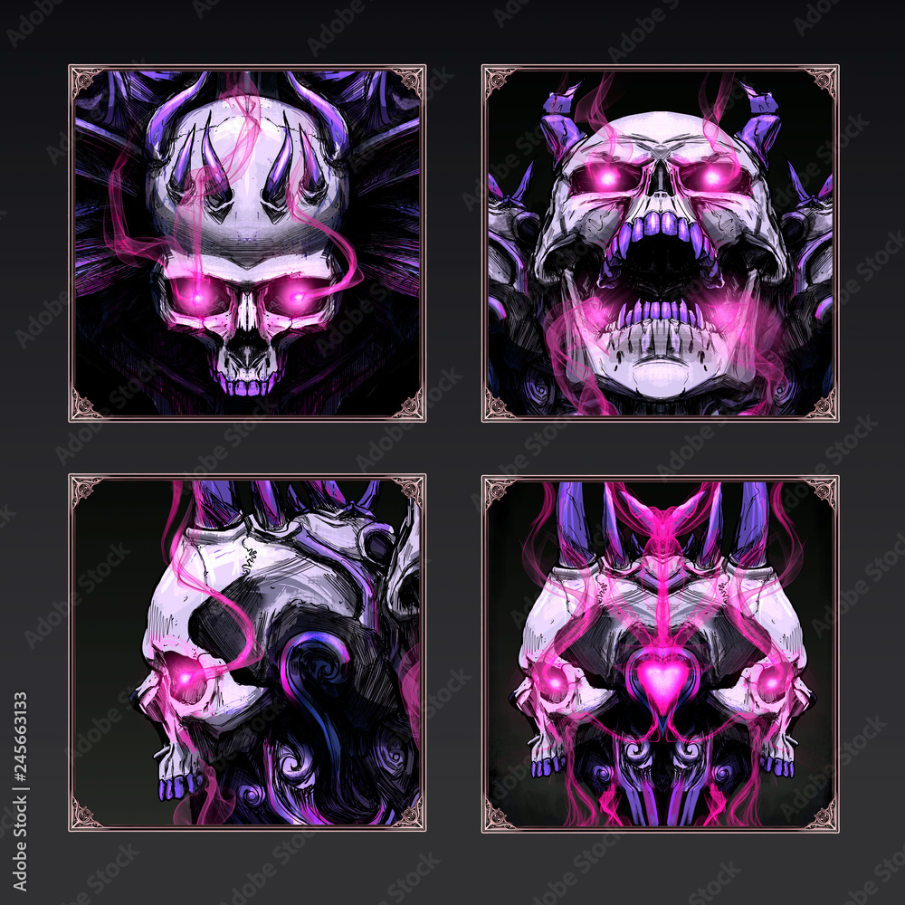 icons with sinister skulls Stock Illustration | Adobe Stock