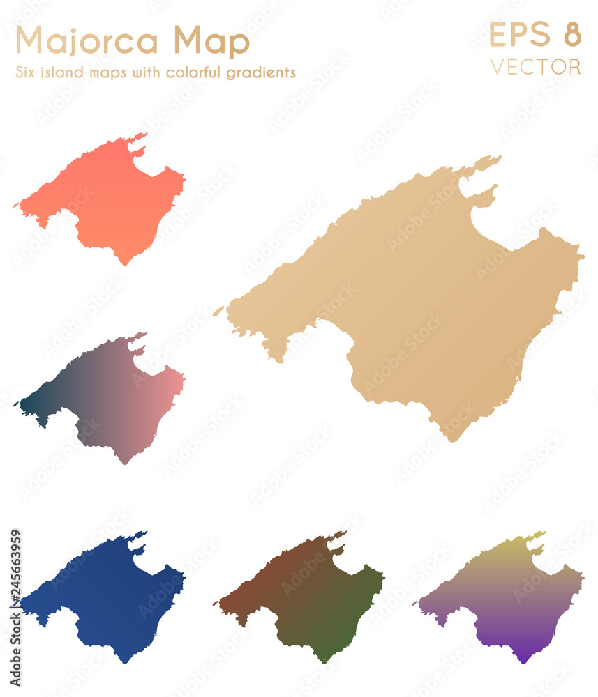 Map of Majorca with beautiful gradients. Astonishing set of Majorca ...
