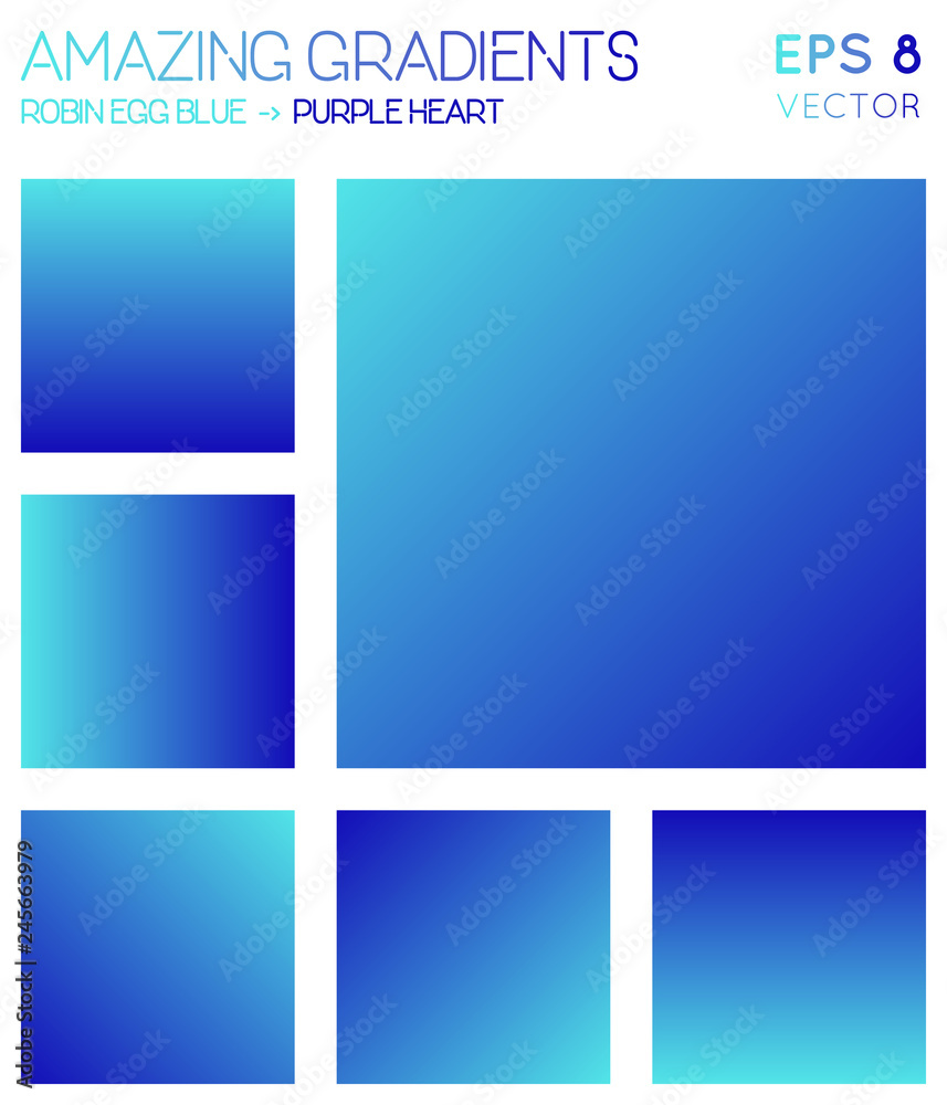 Colorful gradients in robin egg blue, purple heart color tones ...