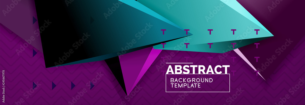 3d triangular shapes geometric background. Origami style pattern with ...