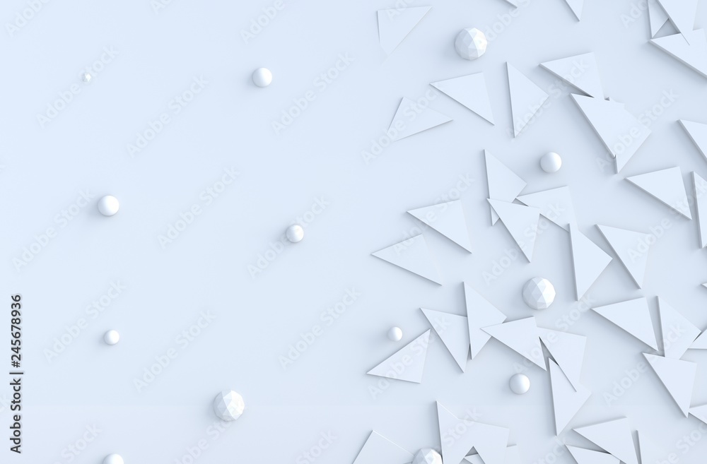 White geometric triangle and polygon shapes and copy space background ...