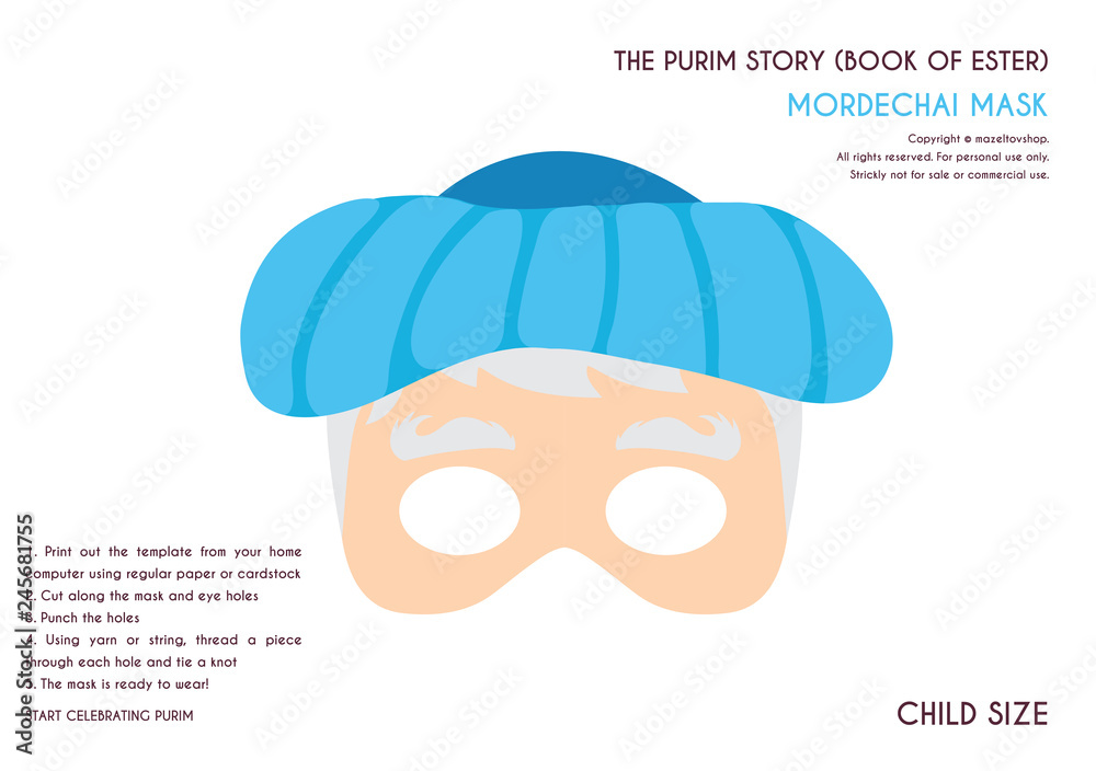 Purim story characters masks for kids -can be usrd for kids activity ...