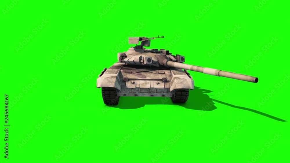 Tank Animated Tracks Military in Patrolling Front Green Screen 3D ...