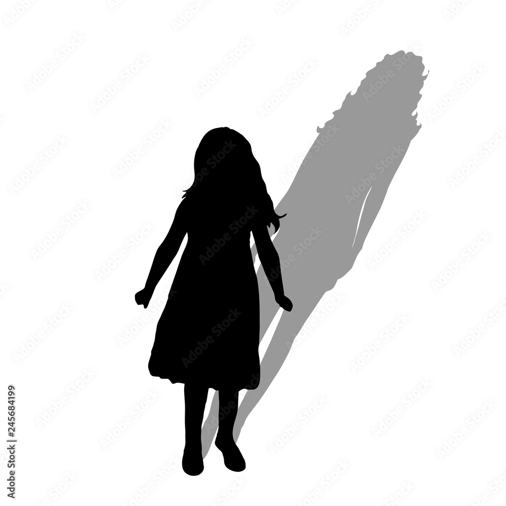 Child with shadow of adult woman. Vector silhouette on white background ...