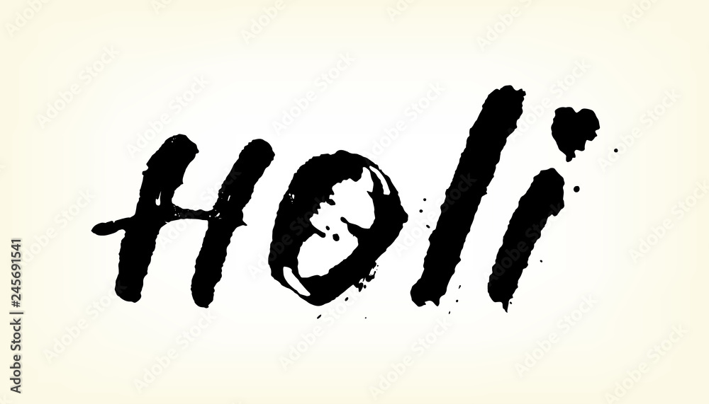 Hand drawn Happy Holi text textured typography lettering poster. Vector ...