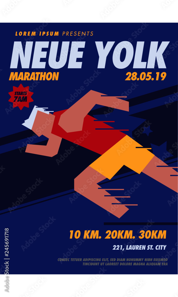 Vector runner marathon design template for posters/ads/flyers/blog ...