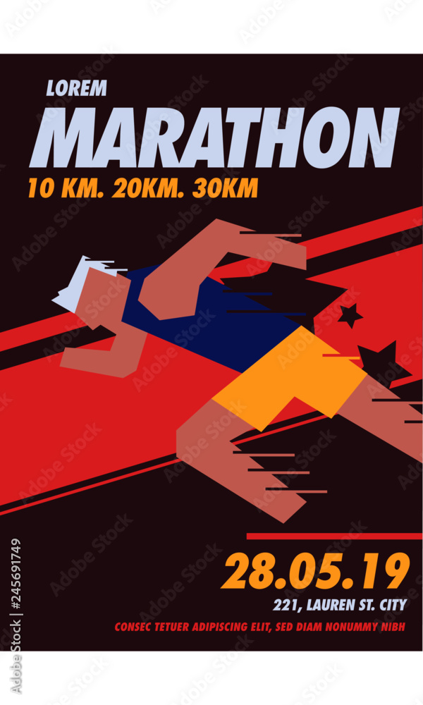 Vector runner marathon design template for posters/ads/flyers/blog ...