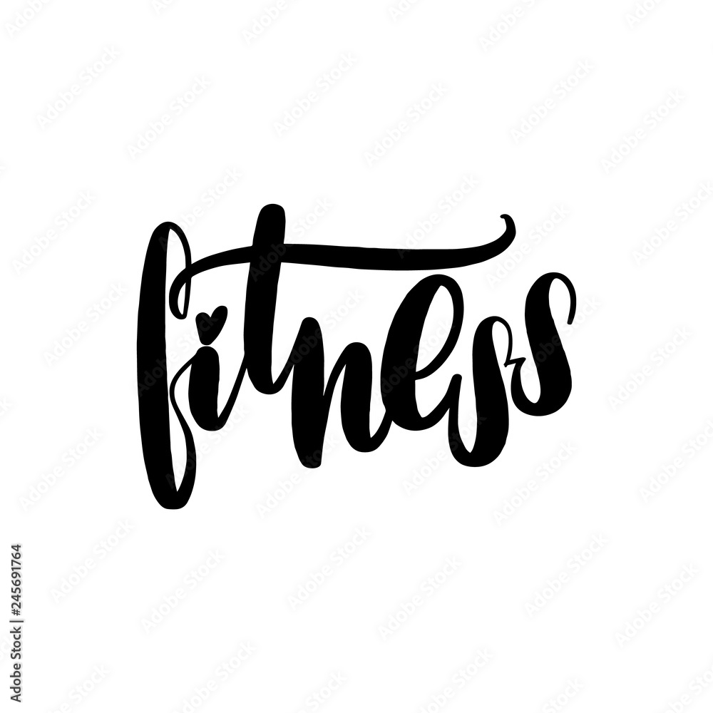 Fitness handwritten lettering card. Typographic Stock Vector | Adobe Stock