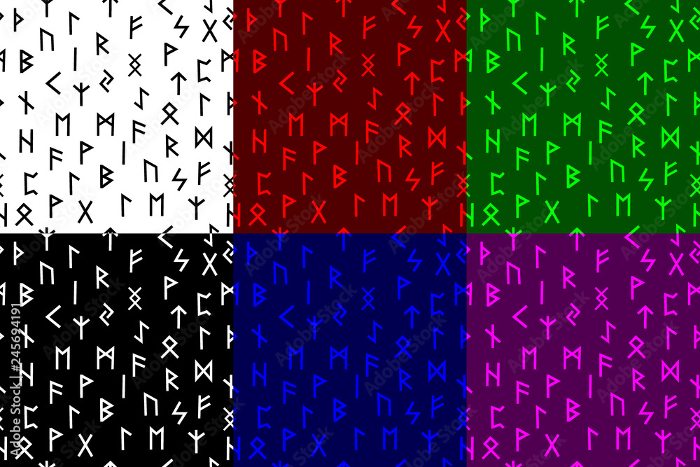Elder Futhark runes seamless pattern, Older, Old or Germanic Futhark ...