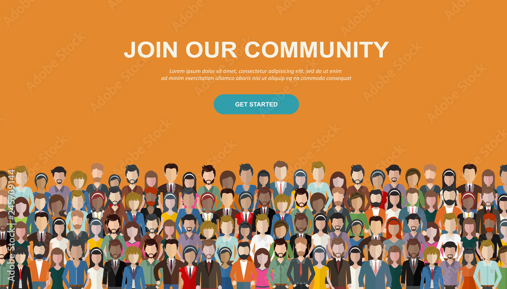 Join our community. Crowd of united people as a business or creative ...