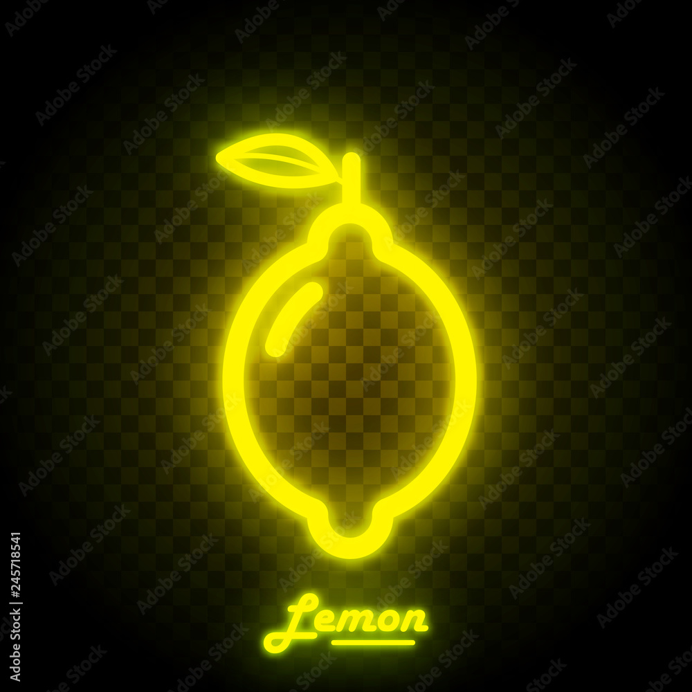 Neon lemon in vintage, retro design. Vector illustration. Stock Vector ...