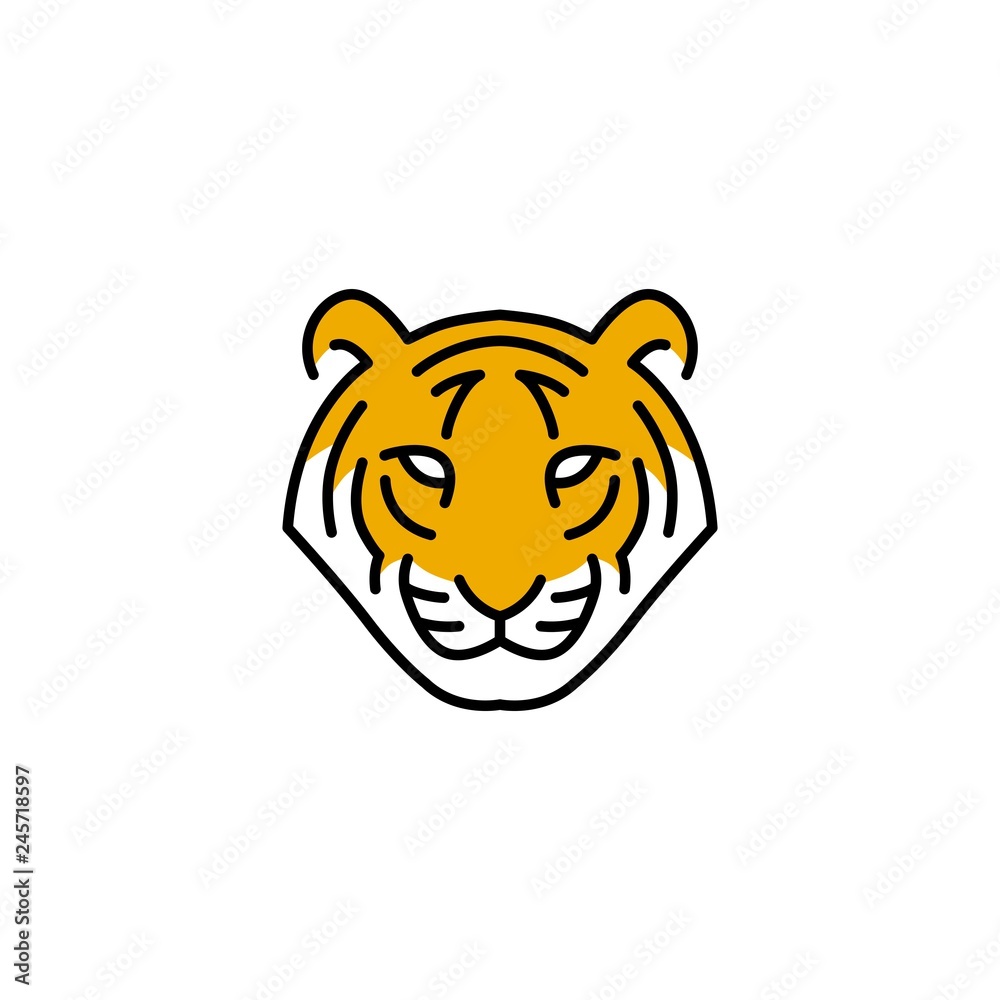 tiger head logo vector icon illustration line outline monoline Stock ...