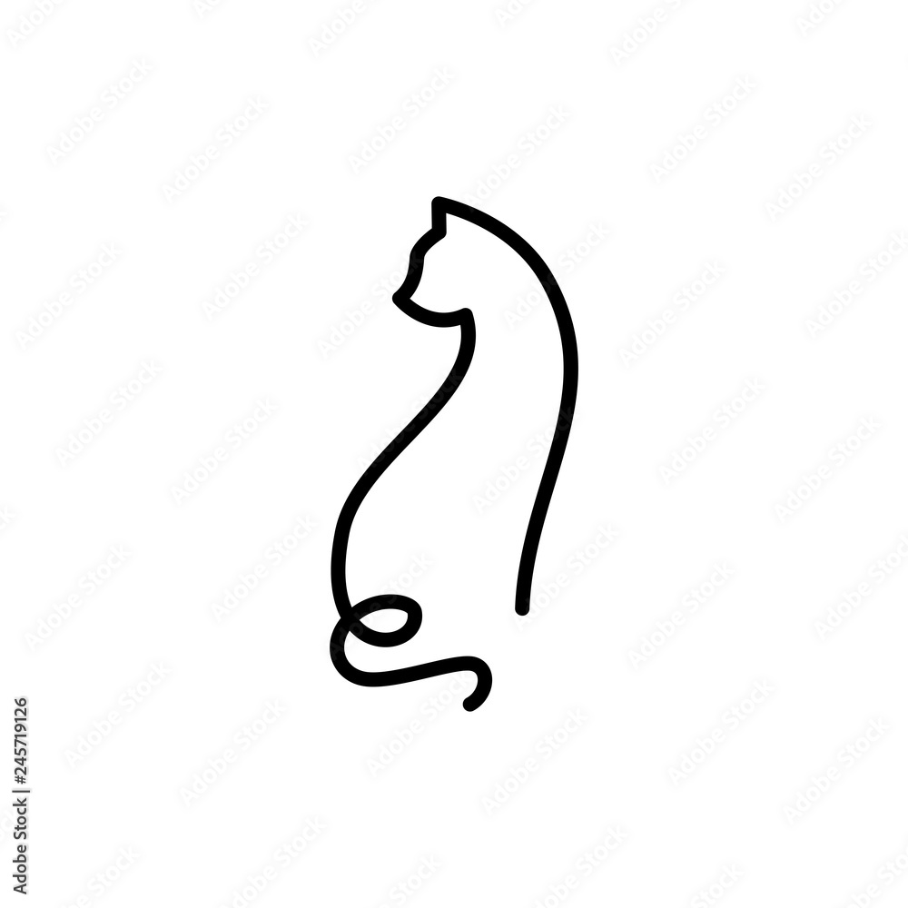 cat line outline monoline logo vector icon illustration Stock Vector ...