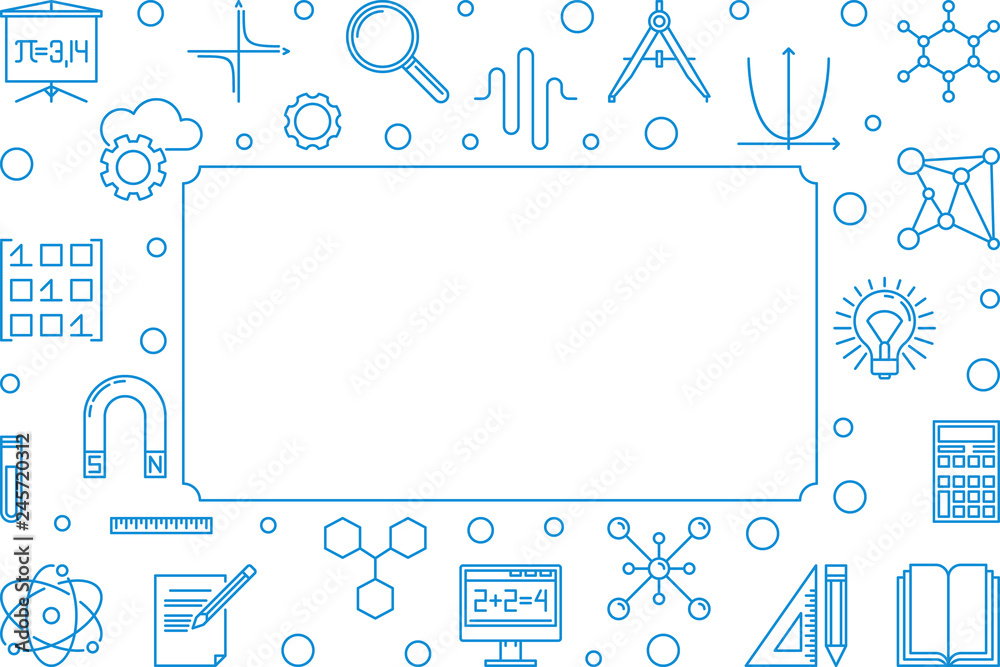 STEM blue horizontal frame with empty space for text. Vector education ...