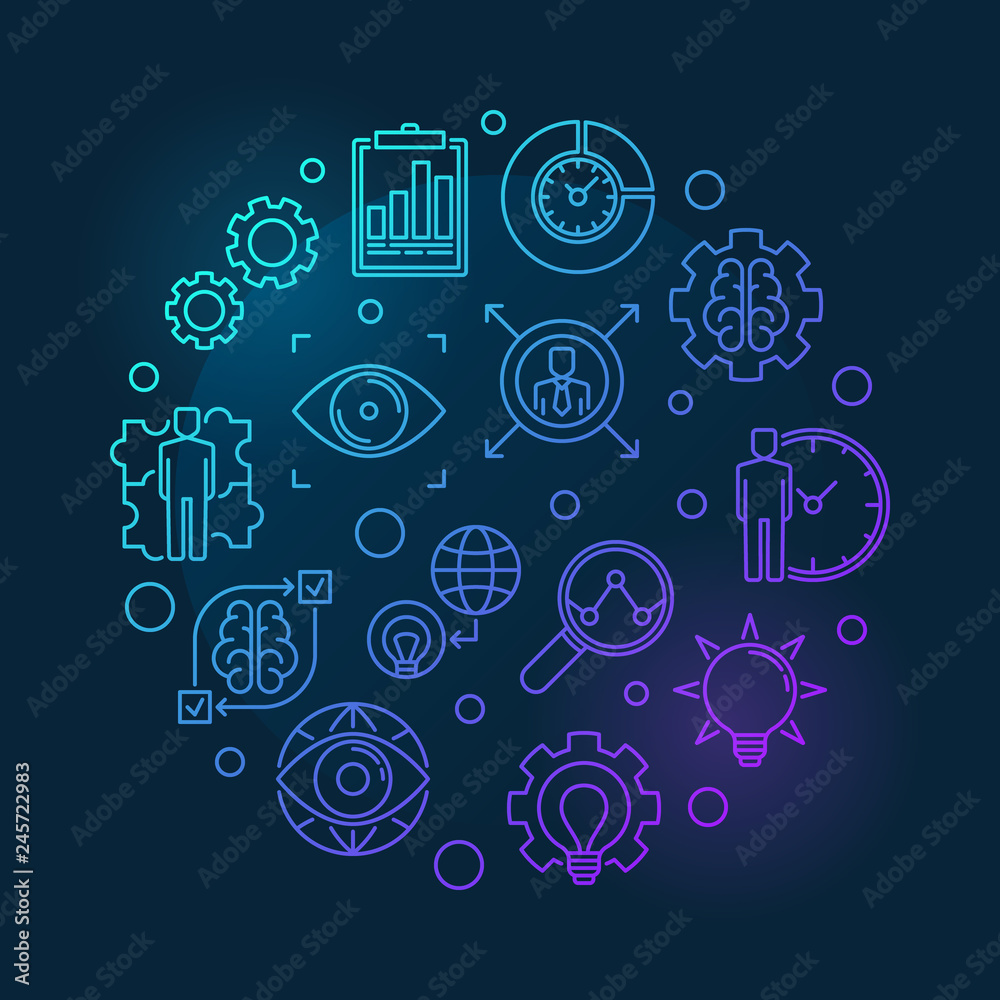Business Vision vector colorful round linear illustration. Vision ...