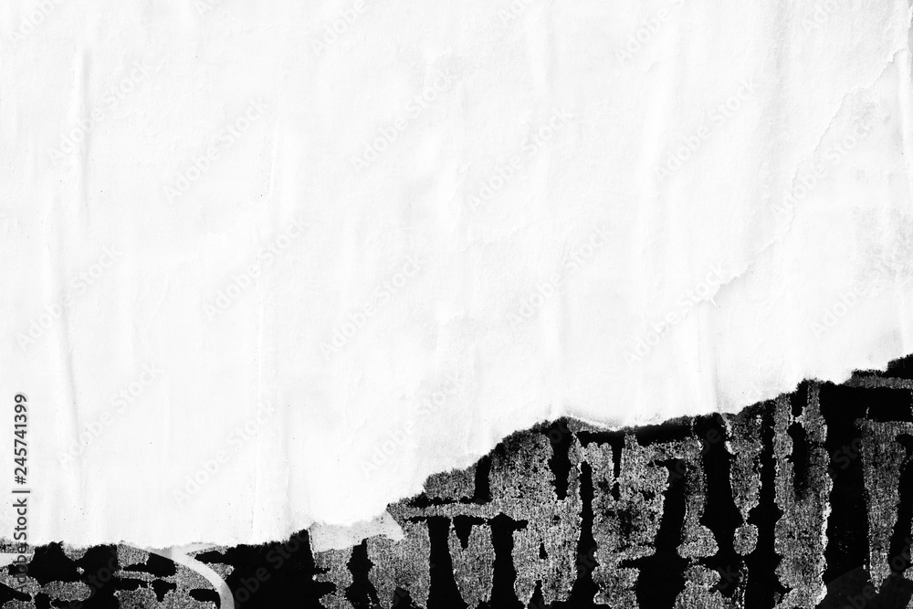 Blank white creased crumpled paper texture background old grunge ripped ...