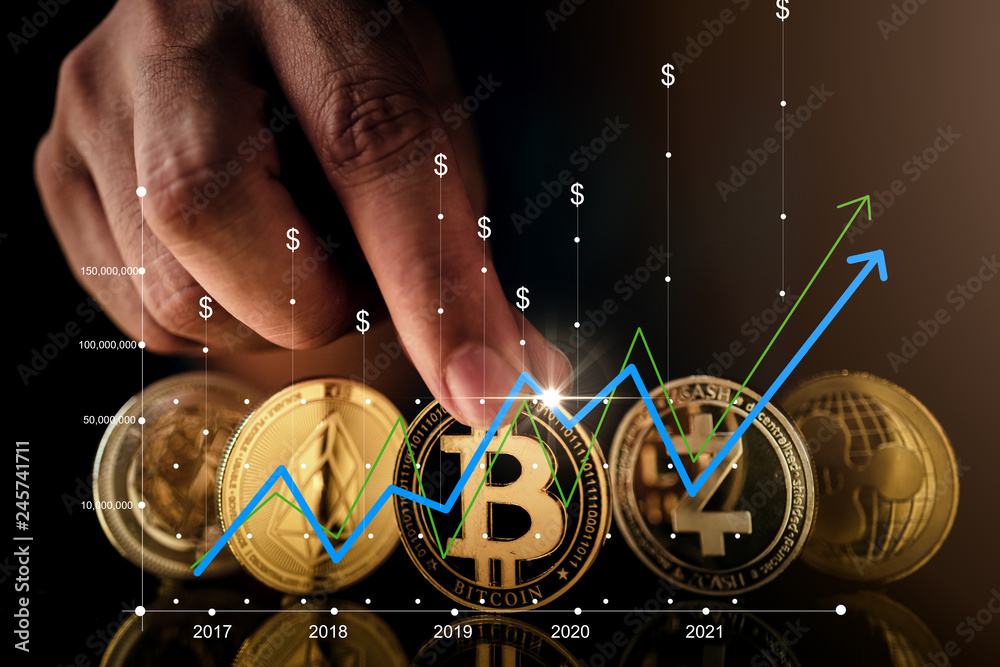 cryptocurrency business strategy ideas concept business man hand hold ...