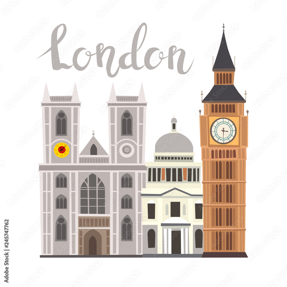 London street landscape vector Illustration. Architecture skyline ...