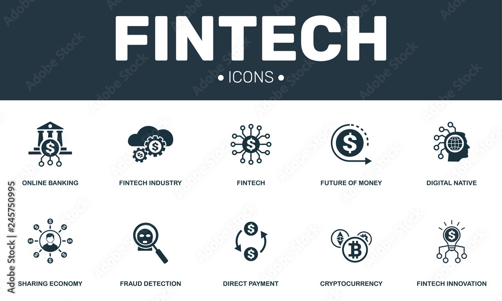 Fintech set icons collection. Includes simple elements such as Future ...