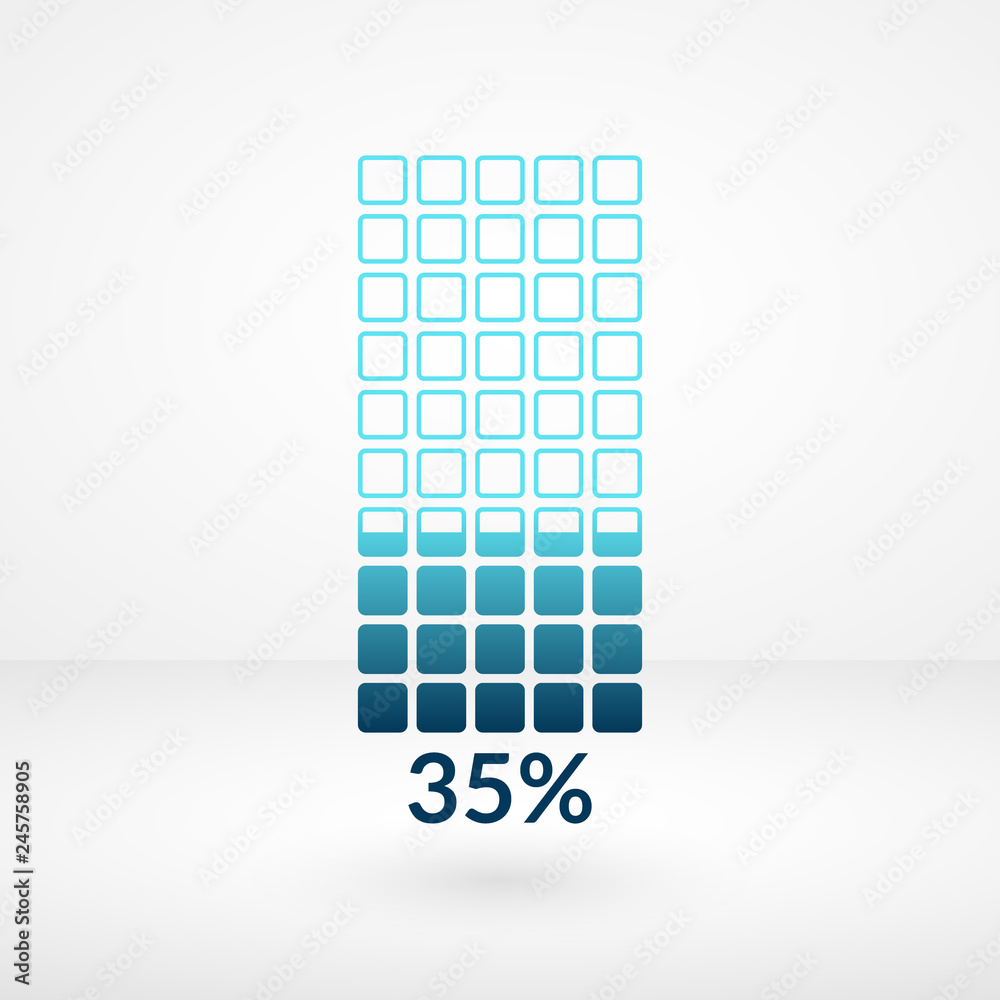 35 percent square chart isolated symbol. Percentage vector element ...
